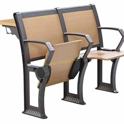 China Foldable Iron Metal Plywood Wooden Desk And Chair Set For School Lecture Hall for sale