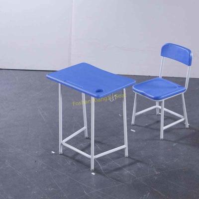 China Fixed height HDPE Standard Middle School Metal Desk and Chair Set for sale