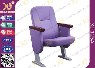 China Purple Full Upholstered Cover Auditorium Chairs In Short Back Rest for sale