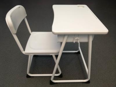 China Hollow Student Desk And Chair Set With Plastic Backrest / Top Table for sale