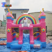 China Custom Inflatable Bouncy Castle Unicorn Kids Jumping Castle with 3-in-1 Play Slide Climb for sale