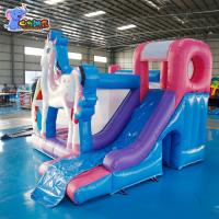 China Unicorn Inflatable Bouncy Castle with Slide 60cm Guardrail Kids Trampoline for sale