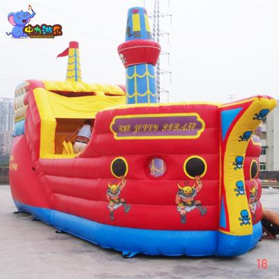 China Large Pirate Ship Inflatable Bouncy Castle with Double Slides for Kids Playground for sale