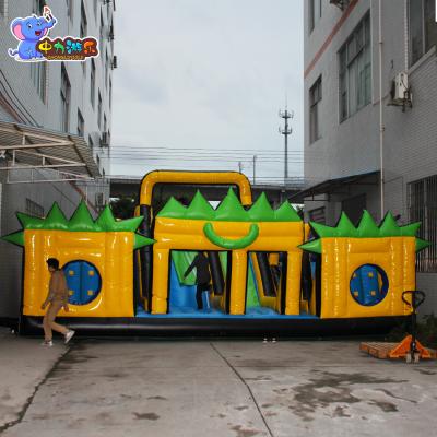 China Outdoor Inflatable Bouncy Castle Obstacle Course 0.55mm PVC Pineapple Design for sale