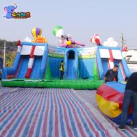 China Cartoon Bear Inflatable Bouncy Castle with Double Slide 3.5m PVC Kids Trampoline for sale