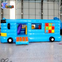 China Cartoon Bus Inflatable Bouncy Castle Children's Trampoline 3m x 2m PVC for sale