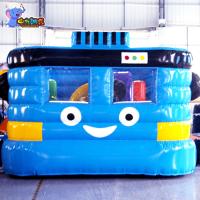 China Cartoon Bus Inflatable Bouncy Castle Children's Trampoline 3m x 2m PVC for sale