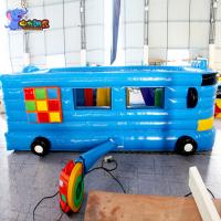 China Cartoon Bus Inflatable Bouncy Castle Children's Trampoline 3m x 2m PVC for sale
