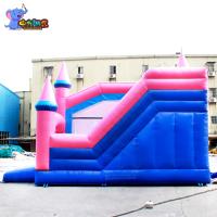 China Pink Inflatable Bouncy Castle with Slide and Trampoline 5 Minute Inflation PVC for sale