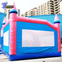 China Pink Inflatable Bouncy Castle with Slide and Trampoline 5 Minute Inflation PVC for sale