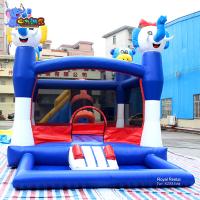China Cartoon Inflatable Bouncy Castle Playground with Slide for Kids 3m x 3m for sale