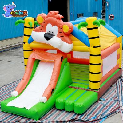 China Tiger Inflatable Bouncy Castle Slide Trampoline 3-in-1 PVC Odorless for Kids for sale