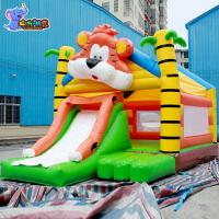 China Tiger Inflatable Bouncy Castle Slide Trampoline 3-in-1 PVC Odorless for Kids for sale