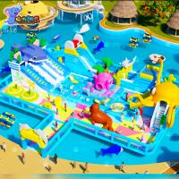 China Kids Inflatable PVC Bounce House with Shark Slide and Ocean Theme 3 in 1 Bouncy Castle for sale