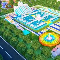 China Commercial Inflatable Bouncy Castle Obstacle Course Rainbow Water Park 60-100 Person for sale