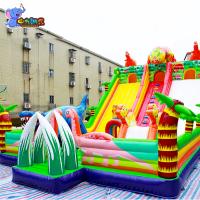 China Outdoor PVC Inflatable Dinosaur Bouncy Castle with Slide for Kids 3-12 Years for sale
