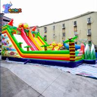 China Outdoor PVC Inflatable Dinosaur Bouncy Castle with Slide for Kids 3-12 Years for sale
