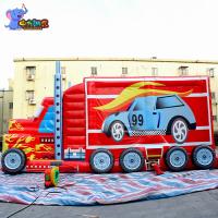 China Monster Truck Inflatable Bouncy Castle with Slide for Kids 3-10 Years CE Certified for sale