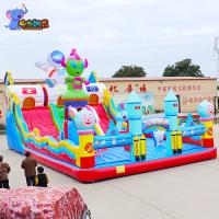 China Children's Inflatable Bouncy Castle 0.8mm PVC Space Theme with Slides for Amusement Park for sale