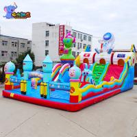 China Children's Inflatable Bouncy Castle 0.8mm PVC Space Theme with Slides for Amusement Park for sale