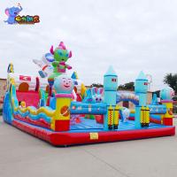 China Children's Inflatable Bouncy Castle 0.8mm PVC Space Theme with Slides for Amusement Park for sale