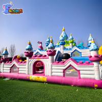 China Anti Slip Inflatable Bouncy Castle Park Trampoline Bounce House 30cm Thick PVC 0.8mm for sale