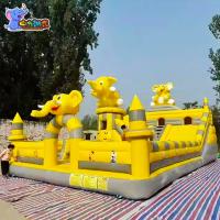China Anti Slip Inflatable Bouncy Castle Park Trampoline Bounce House 30cm Thick PVC 0.8mm for sale