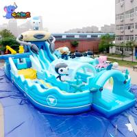 China Ocean Exploration Inflatable Bouncy Castle 0.8mm Thickened PVC Dual Slide for Kids 3-12 for sale
