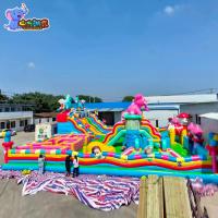 China Customized Cartoon Inflatable Bounce House Park Castle Bouncy for Children 0.55mm PVC CE Certified for sale