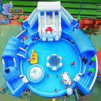 China 0.5mm PVC Inflatable Waterpark Castle with Slide and Pool for Commercial Amusement for sale