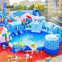 China 0.5mm PVC Inflatable Waterpark Castle with Slide and Pool for Commercial Amusement for sale