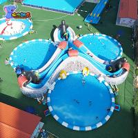 China Forest Adventure Inflatable Floating Castle Water Slide 3m Height Sunproof PVC for sale