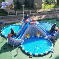 China Forest Adventure Inflatable Floating Castle Water Slide 3m Height Sunproof PVC for sale