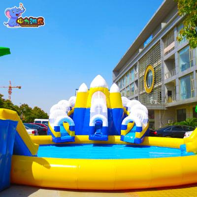 China Customized Waterproof Inflatable Bouncy Castle Slide for Water Park 10m x 8m for sale