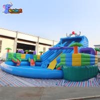 China Outdoor PVC Inflatable Dolphin Castle Bounce House with Double Slide 3m for sale