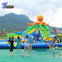 China Inflatable Octopus Water Slide with 3 Rainbow Slides for Water Park Commercial Use for sale
