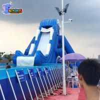China Commercial Inflatable Water Slide with Pool 2-Lane Racing Double Slide 10m for sale