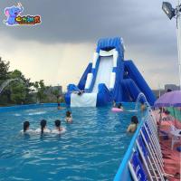China Commercial Inflatable Water Slide with Pool 2-Lane Racing Double Slide 10m for sale