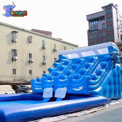 China Outdoor Inflatable Water Slide 4 Lane Dolphin Theme PVC 0.9mm for Kids for sale