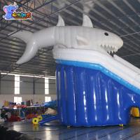 China Inflatable Water Slide Shark Theme Outdoor Water Park Pool with Anti-Slip Track 3m for sale