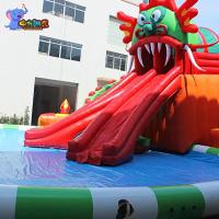 China Customizable Inflatable Water Slide 10m Dual Lane Dragon Theme Park PVC for sale