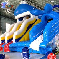 China Giant Inflatable Whale Water Slide for Kids 3-12 Years with Dual Slides and Safety Guardrails for sale
