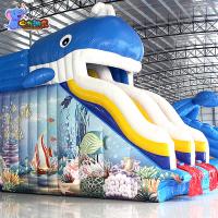 China Giant Inflatable Whale Water Slide for Kids 3-12 Years with Dual Slides and Safety Guardrails for sale