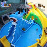 China Inflatable Water Slide Dragon Shark Outdoor Bouncy Pool 30cm Depth 0.45mm PVC for sale
