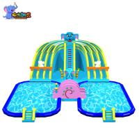 China Cartoon Inflatable Water Park Slide Swimming Pool 10m x 6m PVC for sale