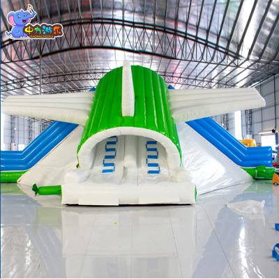 China Aircraft Theme Inflatable Water Slide Large Outdoor PVC 0.55mm Kids Play for sale