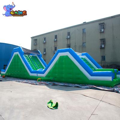China Custom Inflatable Water Slide Outdoor Obstacle Double Peak Challenge 8 Min Setup for sale