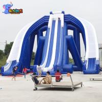 China Thickened PVC Giant Inflatable Water Slide Triple Lane 1000kg Capacity Outdoor for sale
