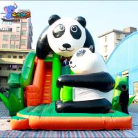 China Panda Theme Backyard Water Slide Inflatable Bounce Slide Double Lane for sale