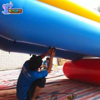 China Commercial Waterproof Inflatable Pontoon Slide 2-Lane Racing Water Park for sale